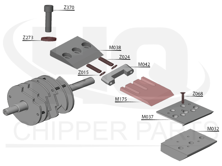 ROTOR (DRUM) PARTS (233 mm wide knife 3 cuts) Archives - HQ Chipper Parts